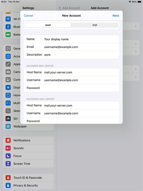 Apple IPad With IOS 18 IMAP SMTP Over SSL Online Manual ICDSoft