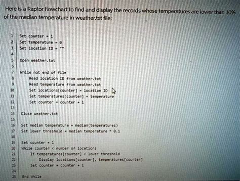 Here Is A Raptor Flowchart To Find And Display The Records Whose Temperatures Are Lower Than