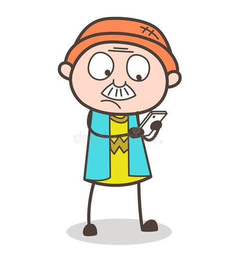Reading Messages Postman Cartoon Courier Guy Vector Illustration