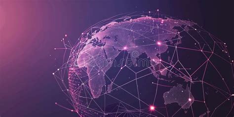 Digital Global Network Concept With Connected Lines And Dots Stock