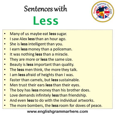 Sentences With Less Less In A Sentence In English Sentences For Less