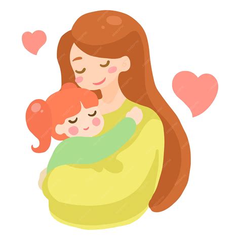 Cálido Abrazo De Madre E Hija Vector Premium