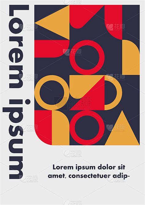 抽象极简几何矢量背景覆盖多个形状。本空间