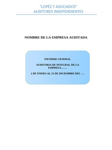 Informe De Auditoria Integral Pdf