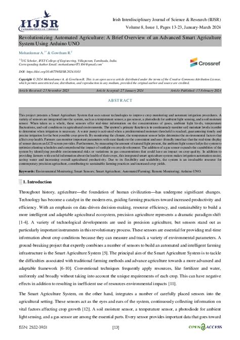 Pdf Revolutionizing Automated Agriculture A Brief Overview Of An Advanced Smart Agriculture