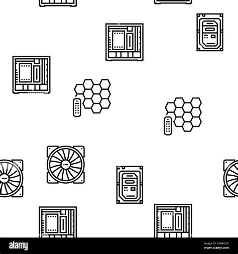 Game Pc Gamer Computer Online Vector Seamless Pattern Thin Line Illustration Stock Vector Image
