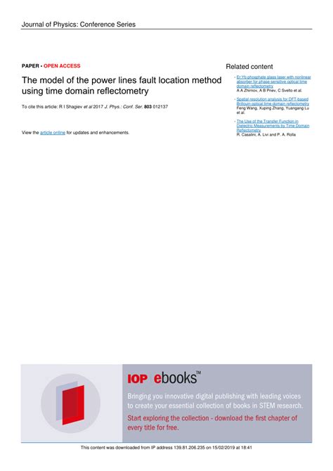 Pdf The Model Of The Power Lines Fault Location Method Using Time Domain Reflectometry
