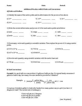 More Metric Prefix And Unit Conversion Practice By Physics Sheets From Fig