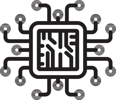 Black Line Art Illustration Of Microchip Icon 24333459 Vector Art At