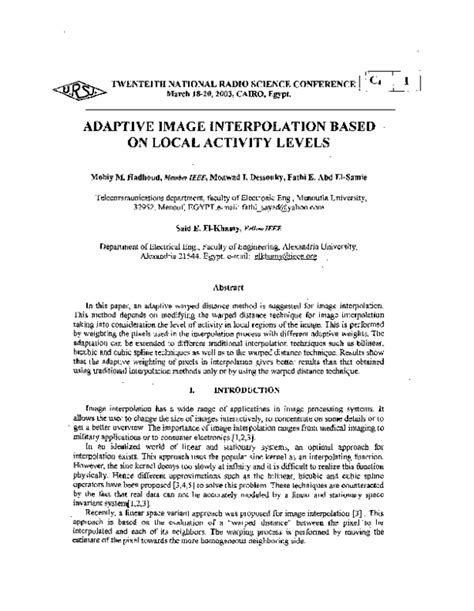 Pdf Adaptive Image Interpolation Based On Local Activity Levels