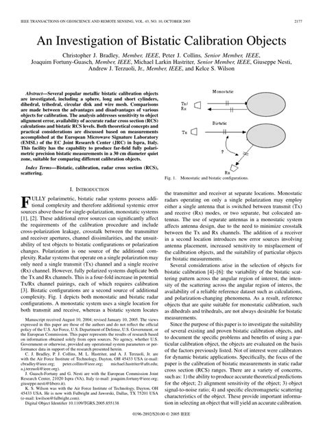 Pdf An Investigation Of Bistatic Calibration Objects