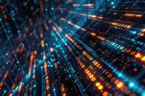 digital transformation concept binary code programming quantum computer