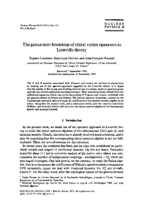 Pdf The Genus Zero Bootstrap Of Chiral Vertex Operators In Liouville