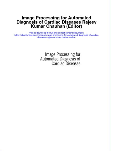 Image Processing For Automated Diagnosis Of Cardiac Diseases Rajeev Kumar Chauhan Editor Full