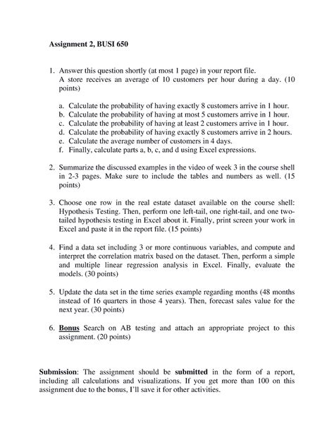 Assignment 2 Busi 650 Please Give Me The Answer Assignment 2 Busi
