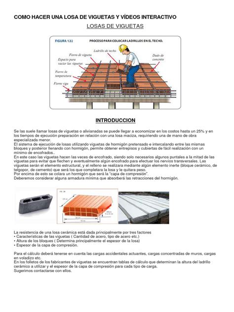0 Losa De Viguetas Links De Videos Interactivos Pdf Hormigón Ingeniería De Edificación