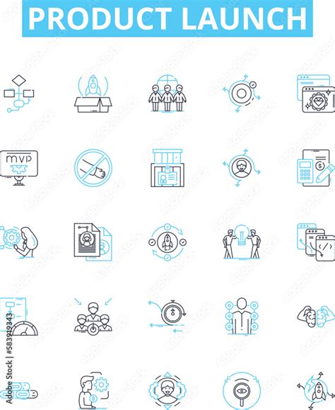 Product Launch Vector Line Icons Set Launch Product Concept