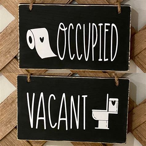 Occupied Sign For Bathroom Double Sided Vacancy Sign Bathroom Door Hanger Bathroom Plaque