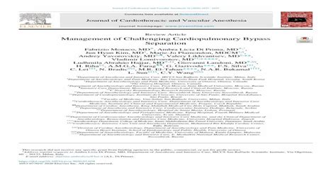 Pdf Management Of Challenging Cardiopulmonary Bypass Separation