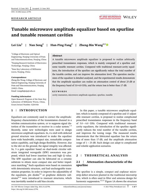 Tunable Microwave Amplitude Equalizer Based On Spurline And Tunable Resonant Cavities Request Pdf