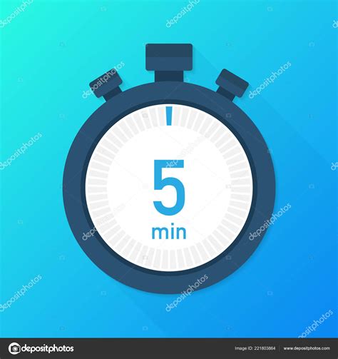 The 5 Minutes Stopwatch Vector Icon Stopwatch Icon In Flat Style Timer On On Color Background