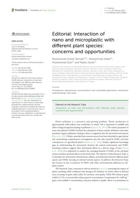 Pdf Editorial Interaction Of Nano And Microplastic With Different