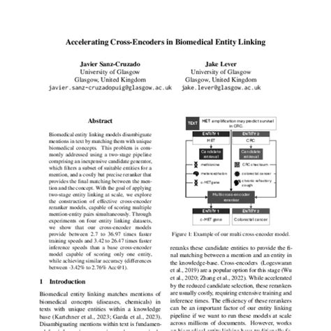 Accelerating Cross Encoders In Biomedical Entity Linking Acl Anthology
