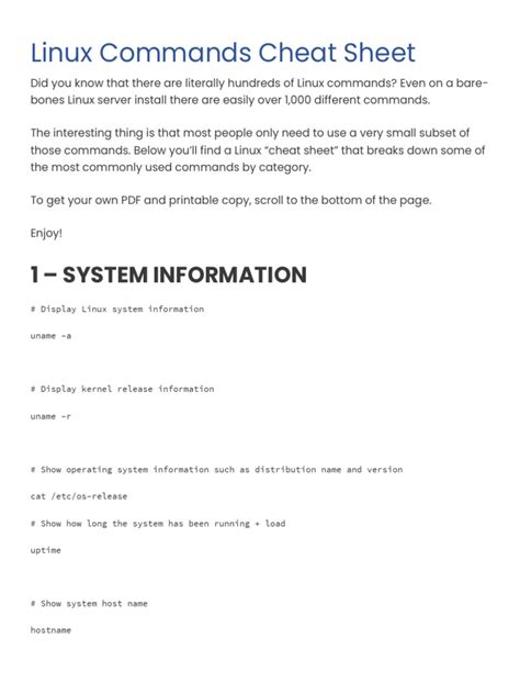 Linux Commands Cheat Sheet Pdf Sudo Computer File