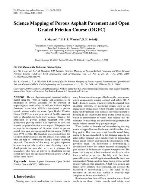Pdf Science Mapping Of Porous Asphalt Pavement And Open Graded Friction Course Ogfc