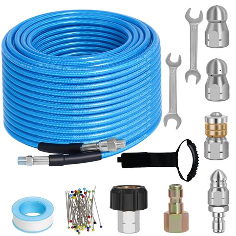 100 Ft Sewer Jetter Kit For Pressure Washer 5800psi Water Jet Drain