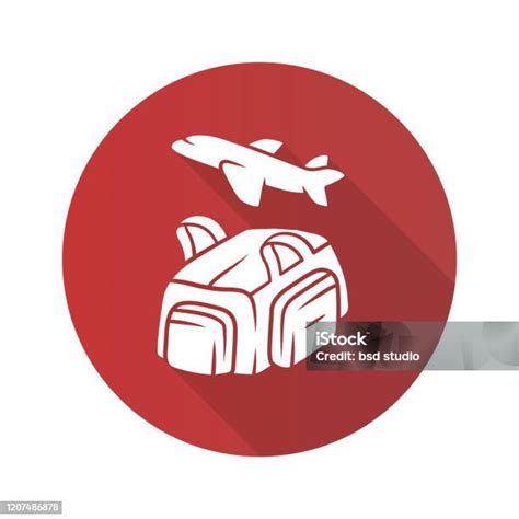 비행 여행 가방 플랫 디자인 긴 그림자 문 고 아이콘 더플 수하물 수하물 팩을 휴대하십시오 여행 관광 핸드백 손잡이 포켓가방