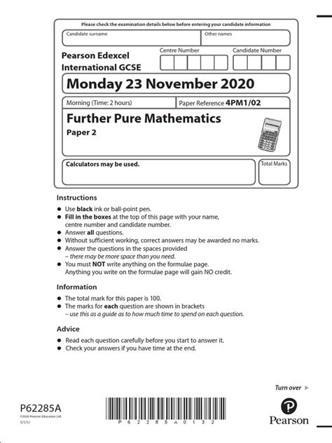 02a Igcse Further Pure Mathematics Paper 2 November 2020 Pdf Pdf Trigonometric Functions