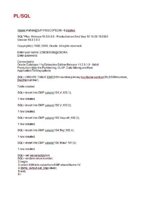 Plsql 2 1234 Base Sglplus Release 19000 Production On Wed Sep 18 182019 2024 Version