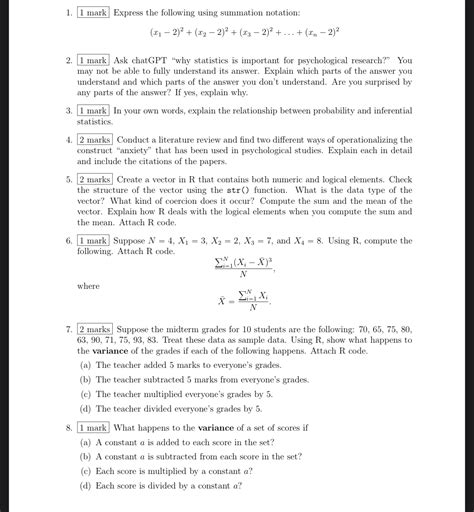 Solved 1 Express The Following Using Summation Notation