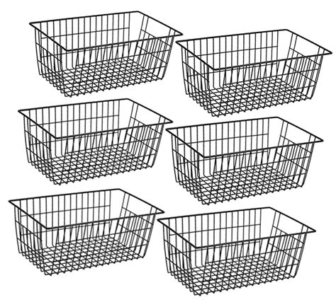 Freeamg Freezer Wire Storage Organizer Bin Baskets With Handles Metal