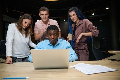 High Qualified Young Man Programmer Typing On Laptop Stock Image