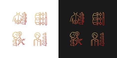 Spinal Column Disorders Gradient Icons Set For Dark And Light Mode
