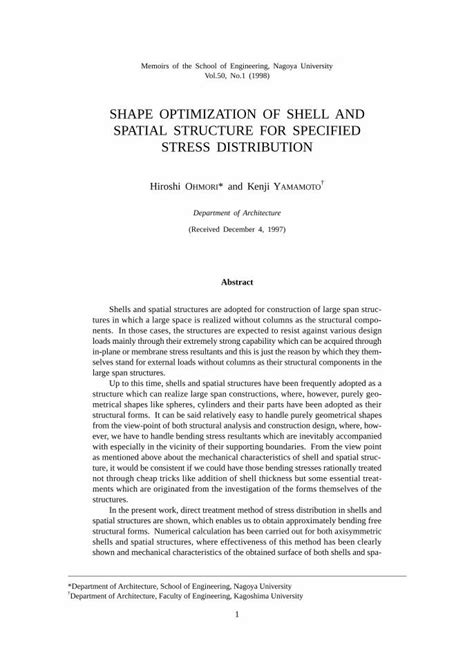 pdf shape optimization of shell and spatial structure for lib engg