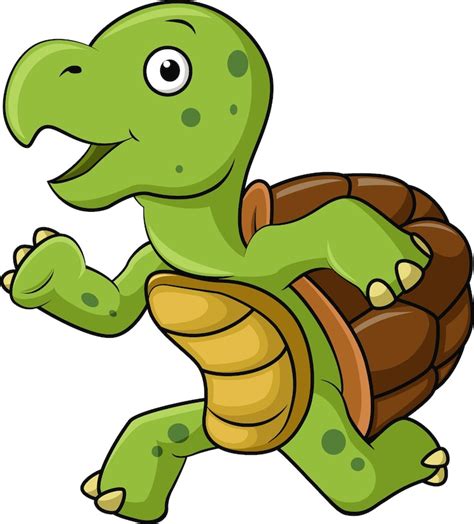 Premium Vector Cute Turtle Running On White Background