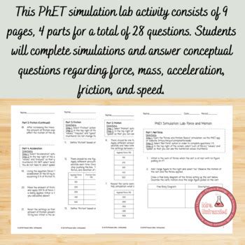 PhET Simulation Online Lab Force And Motion By Mrs Unfrazzled TPT