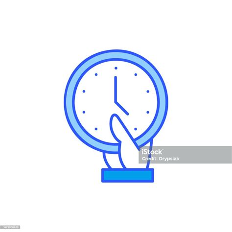 시계를 잡고 시간을 파란색 선형 아이콘으로 저장합니다 시간 관리 기호 디자인 금융에 대한 스톡 벡터 아트 및 기타 이미지 금융 낮 달력 날짜 Istock