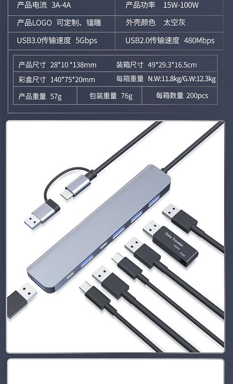 7 In 1 Multiport Usb C To Hdtv Vga Rj45r Tf Sd Usb C Hubs Laptop Docking Station Usb Hub 3 0