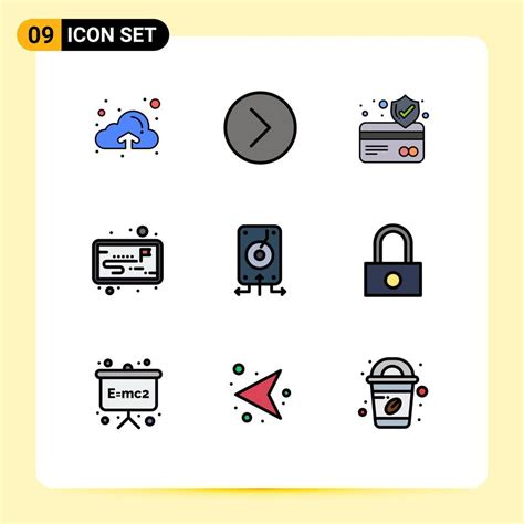 Stock Vector Icon Pack Of 9 Line Signs And Symbols For Storage File