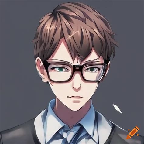 Anime Nerd Briller Cartoon Roodharige Jongen Jongen Met Een Bril