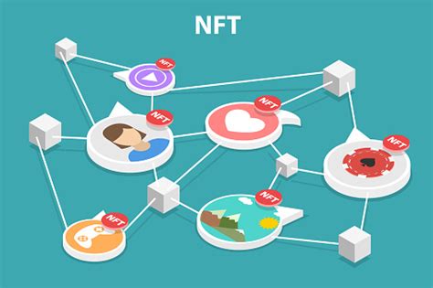 Nft 블록체인 기술의 3d 아이소메트릭 플랫 벡터 개념 일러스트레이션 3차원 형태에 대한 스톡 벡터 아트 및 기타 이미지