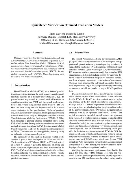 Pdf Equivalence Verification Of Timed Transition Models
