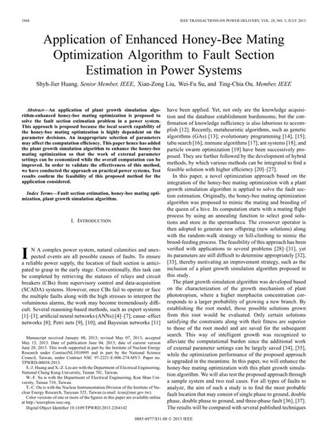 pdf application of enhanced honey bee mating optimization algorithm