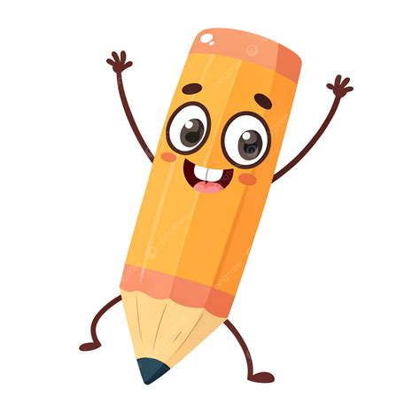 Cute Cartoon Pencil Character Waving Pencil Character Cartoon Png