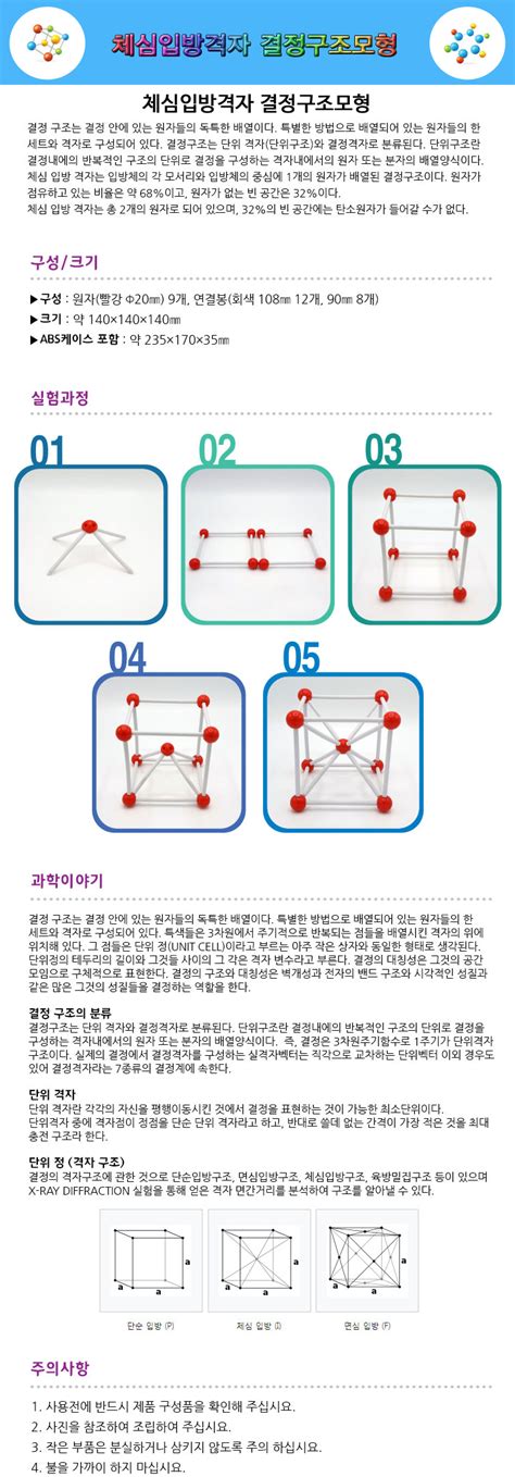 체심입방격자 결정구조모형3종 29점