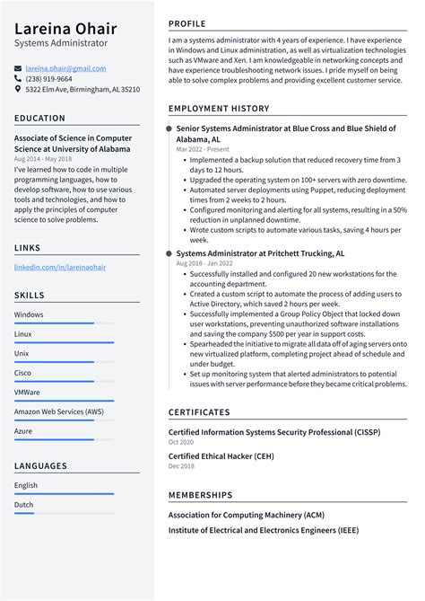 Network Systems Analyst Resume Example And Writing Guide